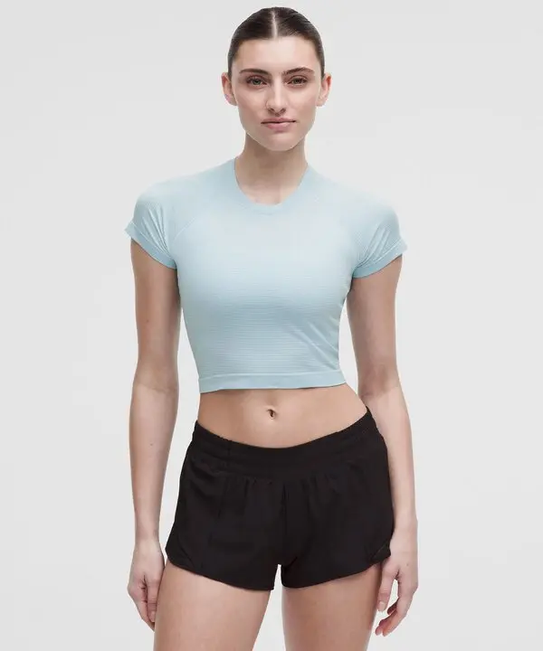 Lululemon Swiftly Tech Cropped Short-sleeve Shirt 2.0 - Foam Cloud/foam Cloud