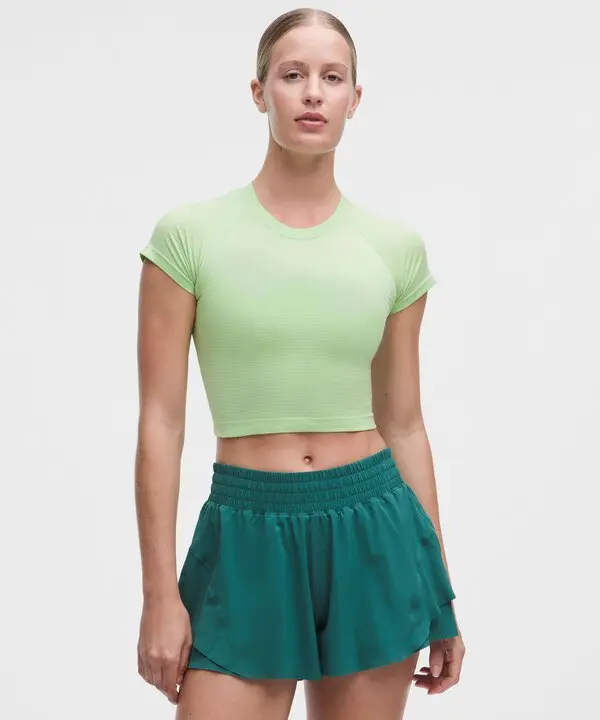 Lululemon Swiftly Tech Cropped Short-sleeve Shirt 2.0 - Kale Krush/matcha Magic