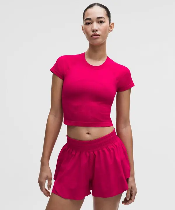Lululemon Swiftly Tech Cropped Short-sleeve Shirt 2.0 - Mulberry Spark/mulberry Spark
