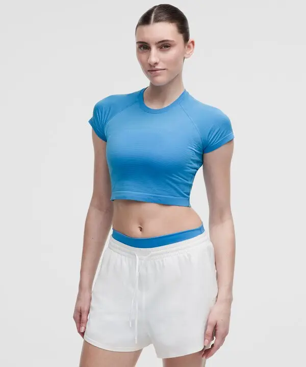 Lululemon Swiftly Tech Cropped Short-sleeve Shirt 2.0 - Ocean Wave/ocean Wave