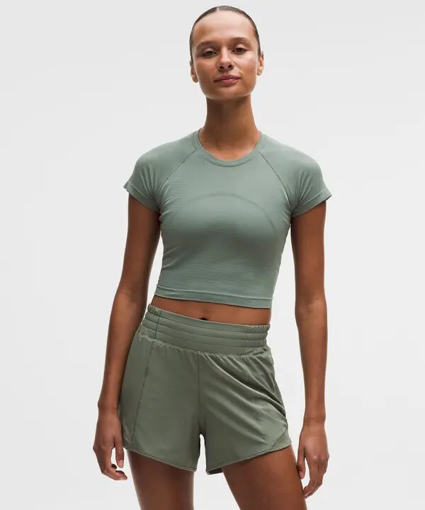 Lululemon Swiftly Tech Cropped Short-sleeve Shirt 2.0 - Willow Leaf/willow Leaf