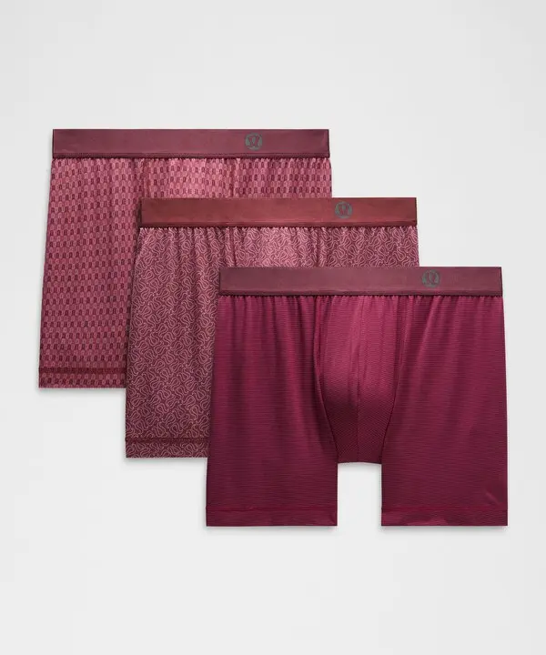 Lululemon Always In Motion Boxer 5 - Jumie Stripe Deep Luxe Garnet/cedar Stamp Mini Wp Garnet Multi/spaced Yogo Outline Wp Velvet Dust Red Merlot