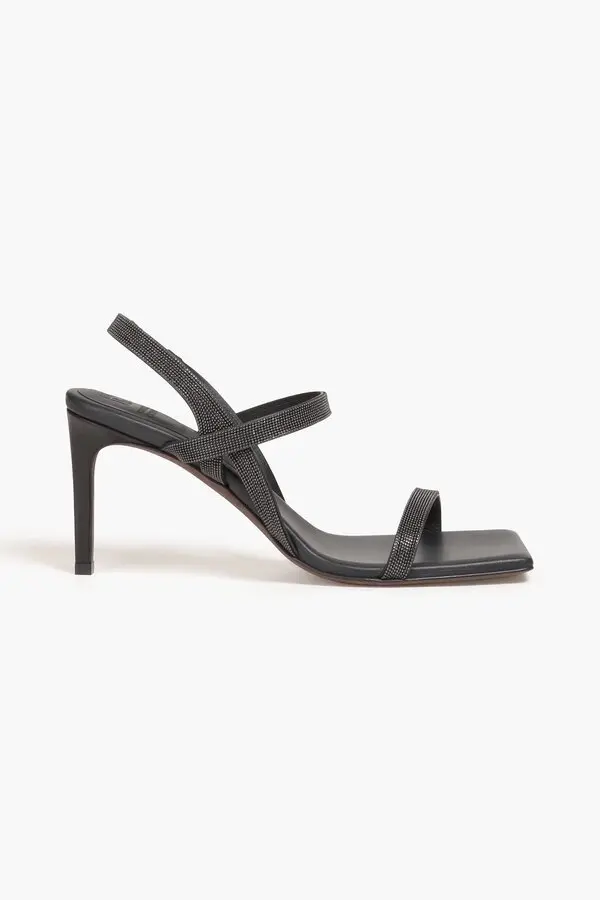 Brunello Cucinelli Embellished Leather Slingback Sandals