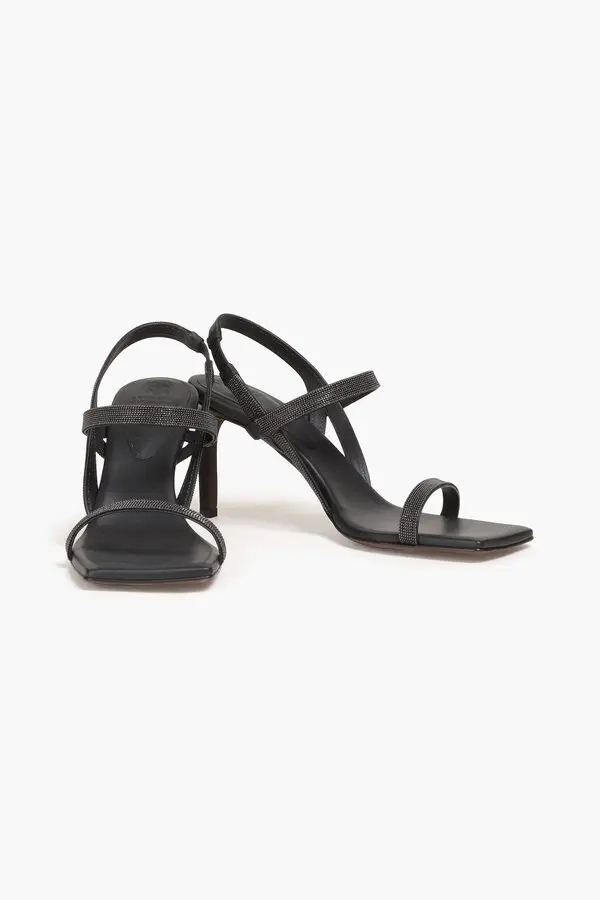 Brunello Cucinelli Embellished Leather Slingback Sandals