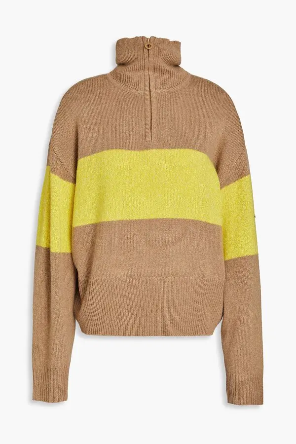 Goldbergh Jules Two-tone Knitted Half-zip Sweater