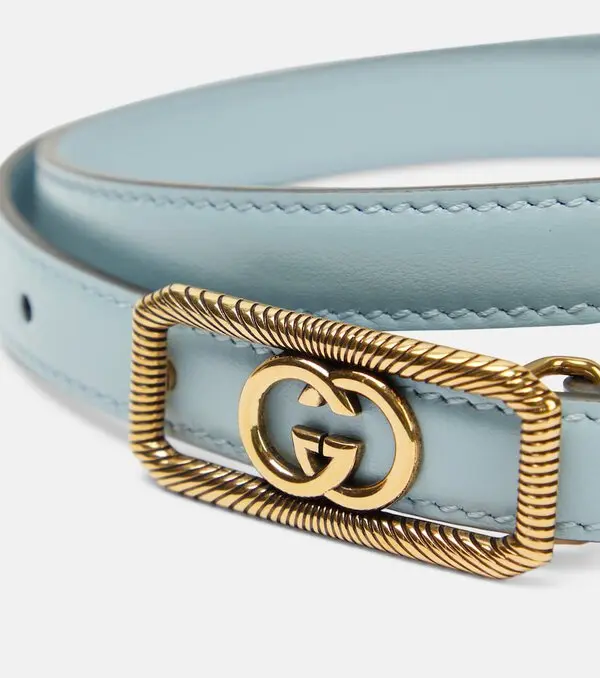 Gucci Gg Leather Belt - Blue | Editorialist display picture 3