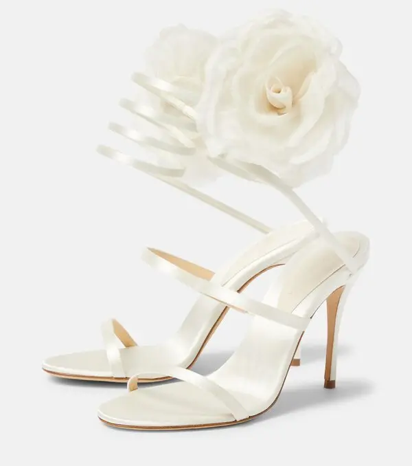Magda Butrym Floral Appliqué Sandals - White