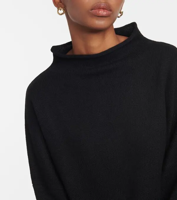 LISA YANG Sandy Cashmere Mockneck Sweater - Black