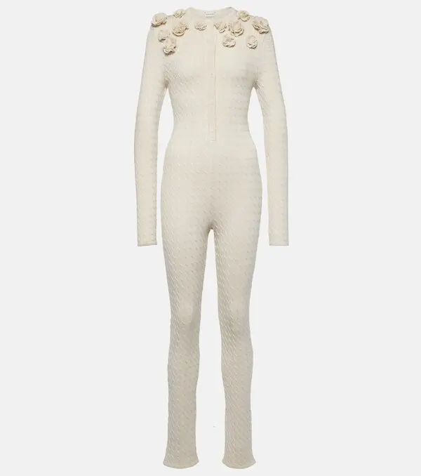 Magda Butrym Cable-knit Silk Jumpsuit - White