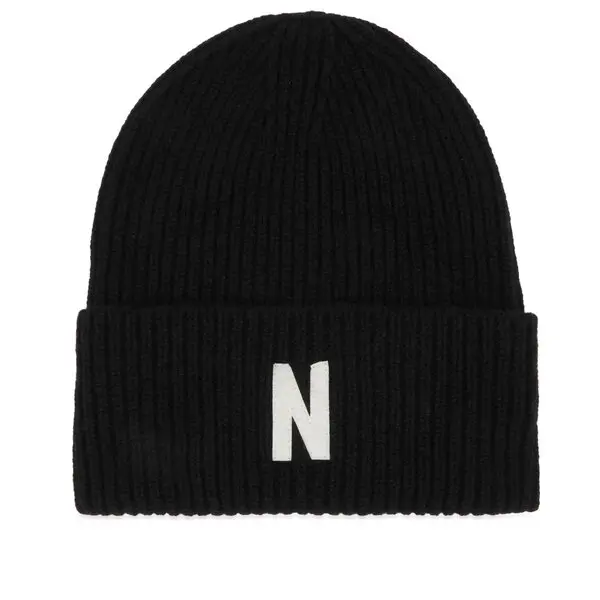 Norse Projects N Logo Beanie - Black