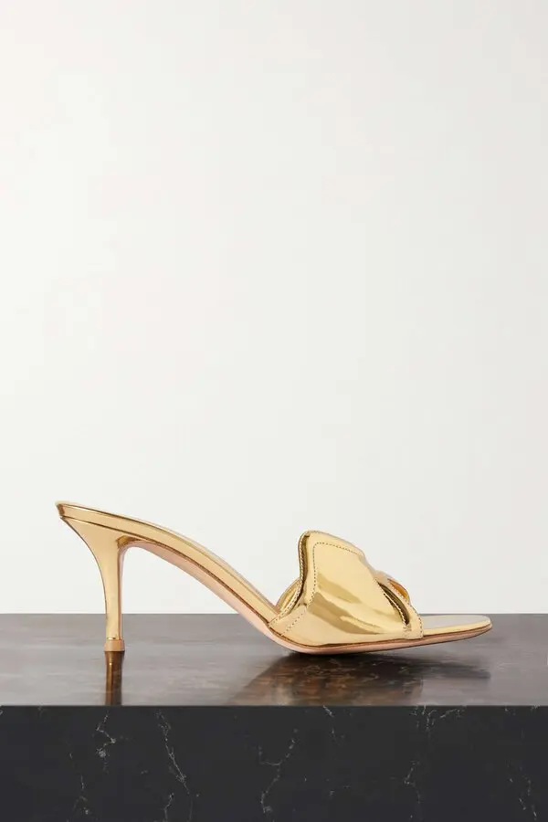 GIANVITO ROSSI Lucrezia 70 Mirrored-leather Mules - Gold