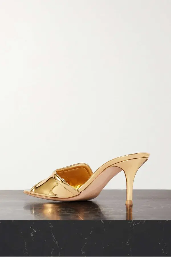GIANVITO ROSSI Lucrezia 70 Mirrored-leather Mules - Gold