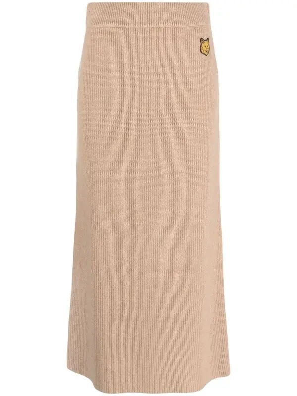 Maison Kitsuné Fox Patch Ribbed-knit Skirt