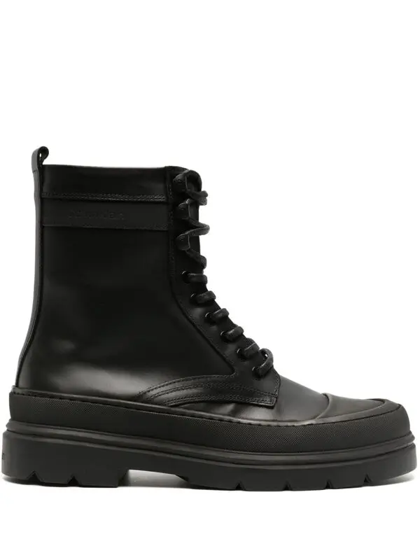 Calvin Klein Debossed Leather Ankle Boots