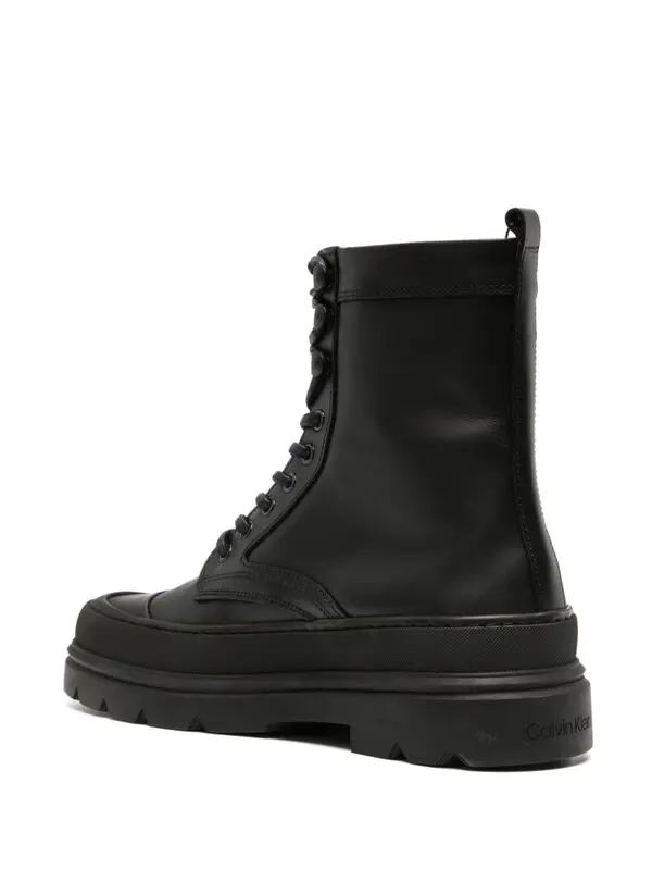 Calvin Klein Debossed Leather Ankle Boots