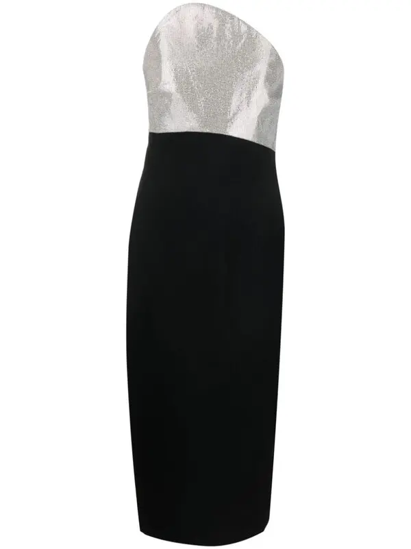 Roland Mouret Two-tone Strapless Wool-blend Midi Dress