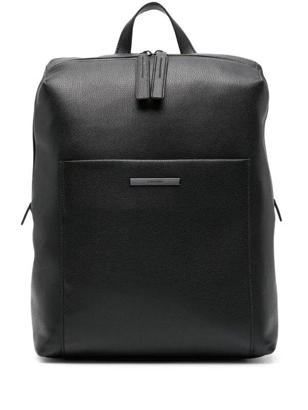 Calvin Klein Logo-plaque Faux-leather Backpack - Black