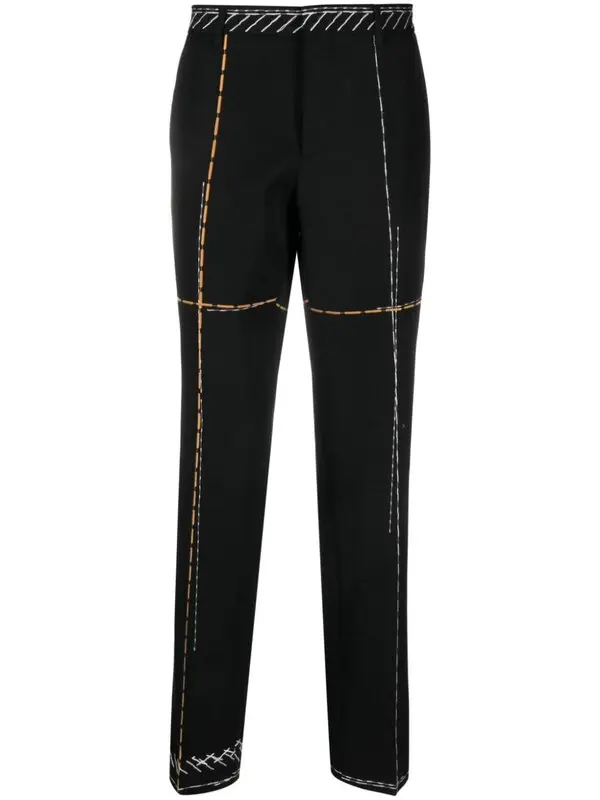 Moschino Contrast-stitching Virgin Wool Trousers