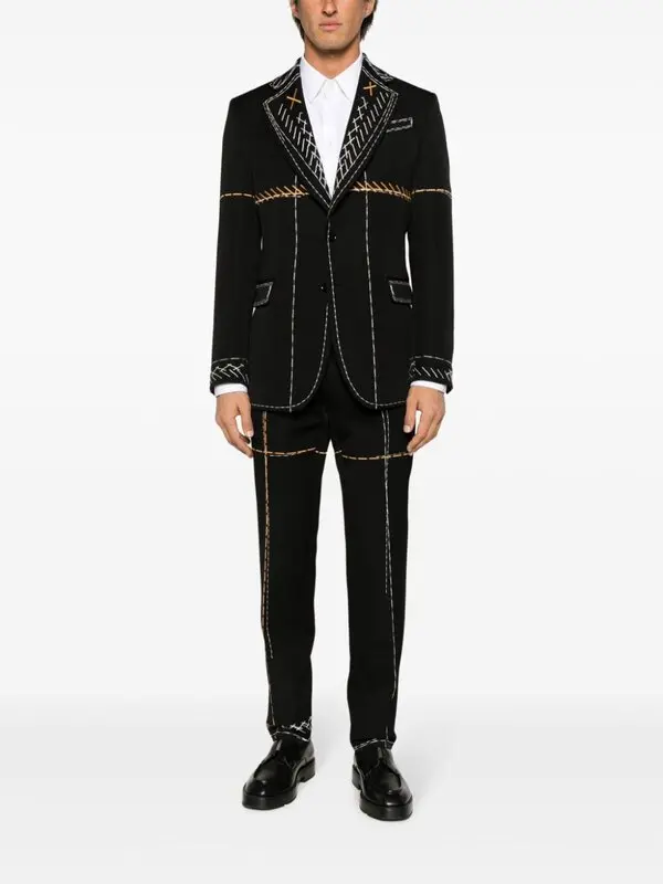 Moschino Contrast-stitching Virgin Wool Trousers