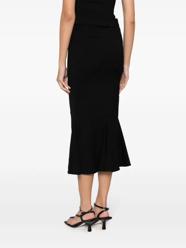 ANDREĀDAMO Flared Hem Midi Skirt - Black