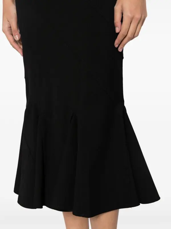 ANDREĀDAMO Flared Hem Midi Skirt - Black