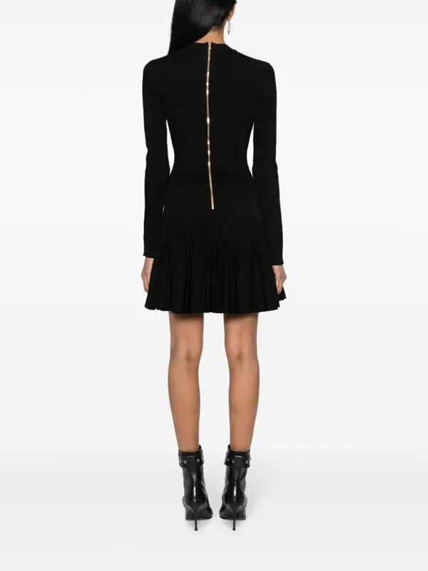 Balmain Flared Ribbed-Knit Dress In Black - 71% Off | Editorialist