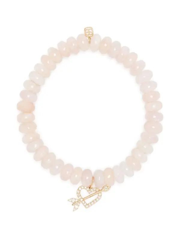 SYDNEY EVAN 14kt Yellow Gold Morganite And Diamond Beaded Bracelet - Neutrals