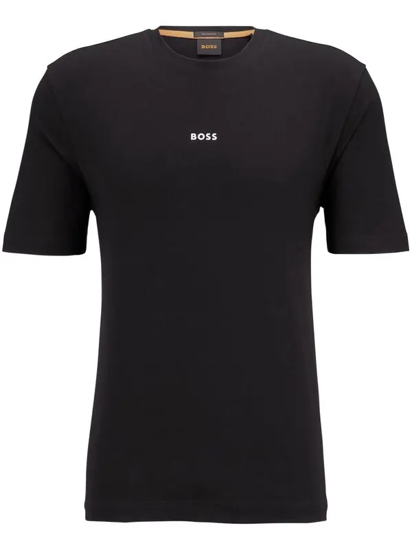BOSS Logo-print Crew-neck Cotton T-shirt - Black