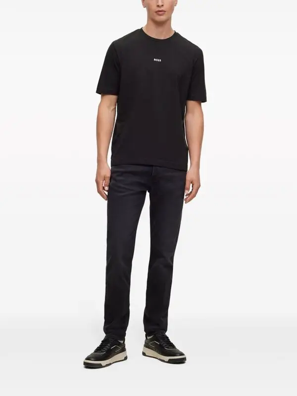 BOSS Logo-print Crew-neck Cotton T-shirt - Black