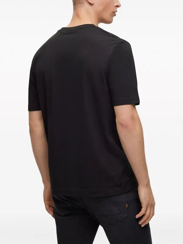 BOSS Logo-print Crew-neck Cotton T-shirt - Black