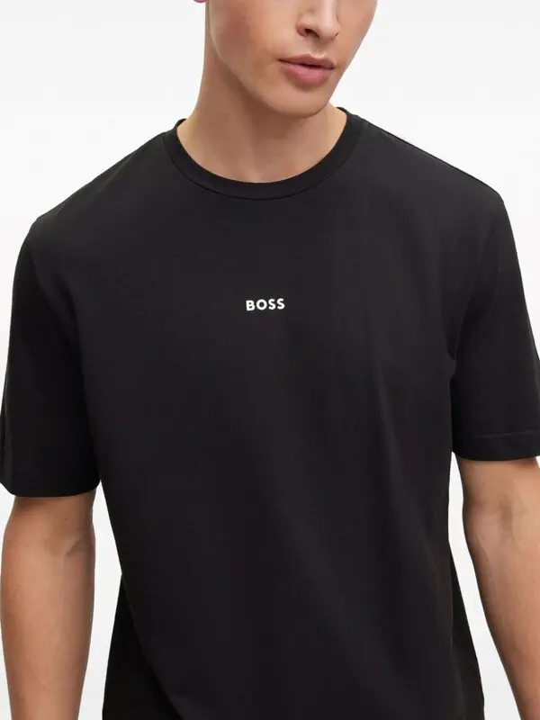 BOSS Logo-print Crew-neck Cotton T-shirt - Black