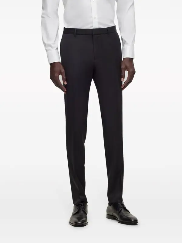 BOSS Straight-leg Wool Trousers - Black
