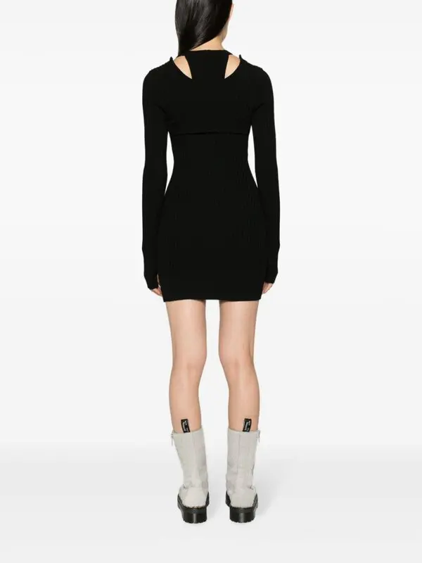 ANDREĀDAMO V-neck Ribbed-knit Dress