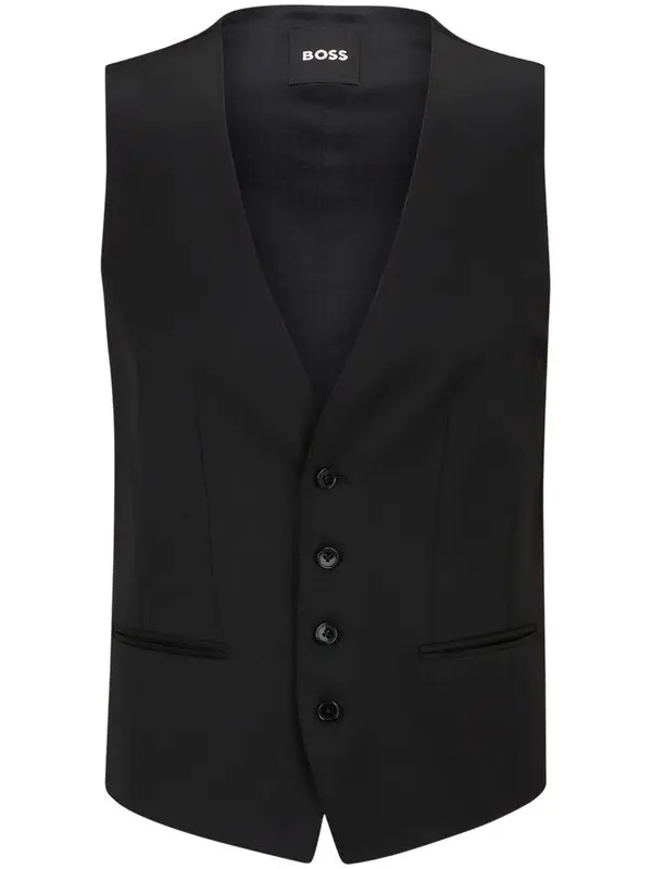 BOSS Single-breasted Tailored Waistcoat - Black
