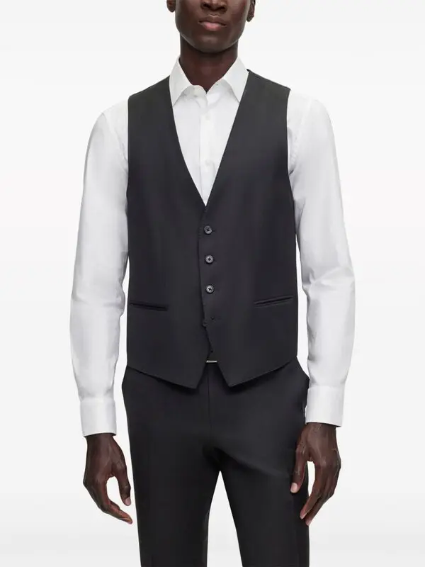 BOSS Single-breasted Tailored Waistcoat - Black