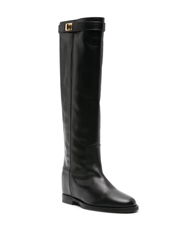 VIA ROMA 15 Lock-detail Leather Knee-high Boots
