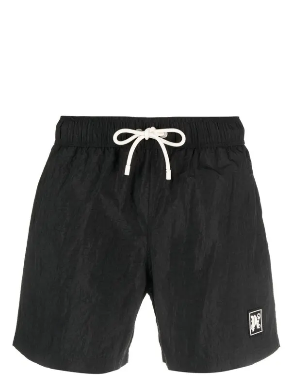 Palm Angels Monogram-appliqu� Swim Shorts - Black