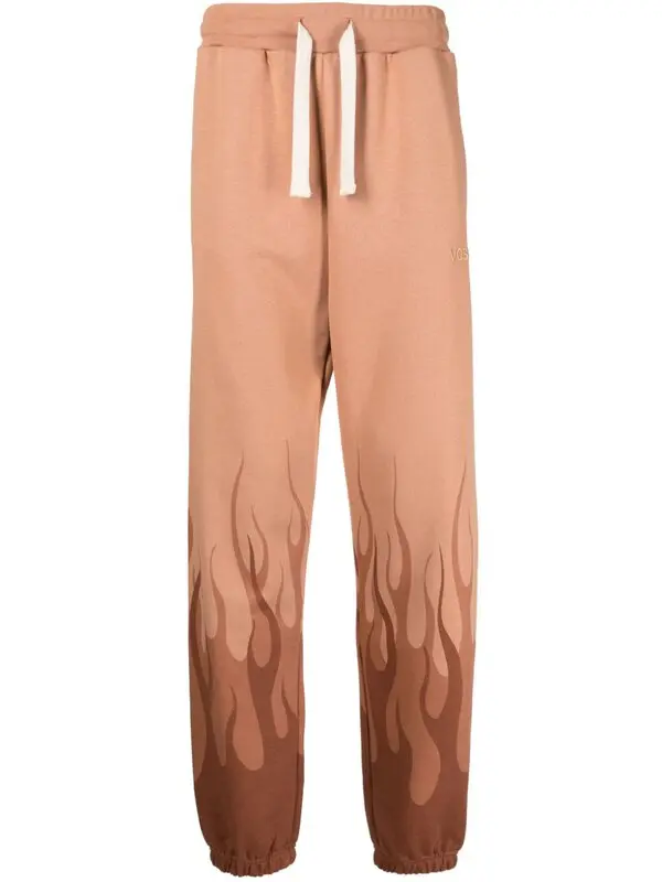 VISION OF SUPER Flame-print Cotton Track Pants