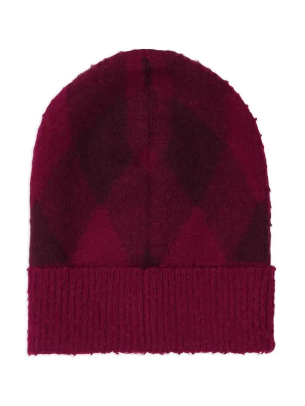 Burberry Intarsia-knit Logo Argyle Checked Beanie