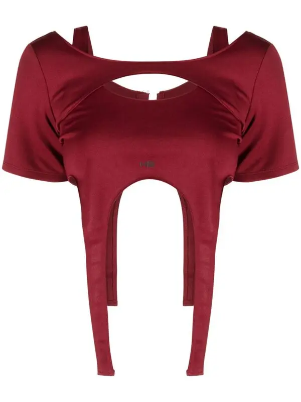 HELIOT EMIL Cropped Asymmetric T-shirt - Red