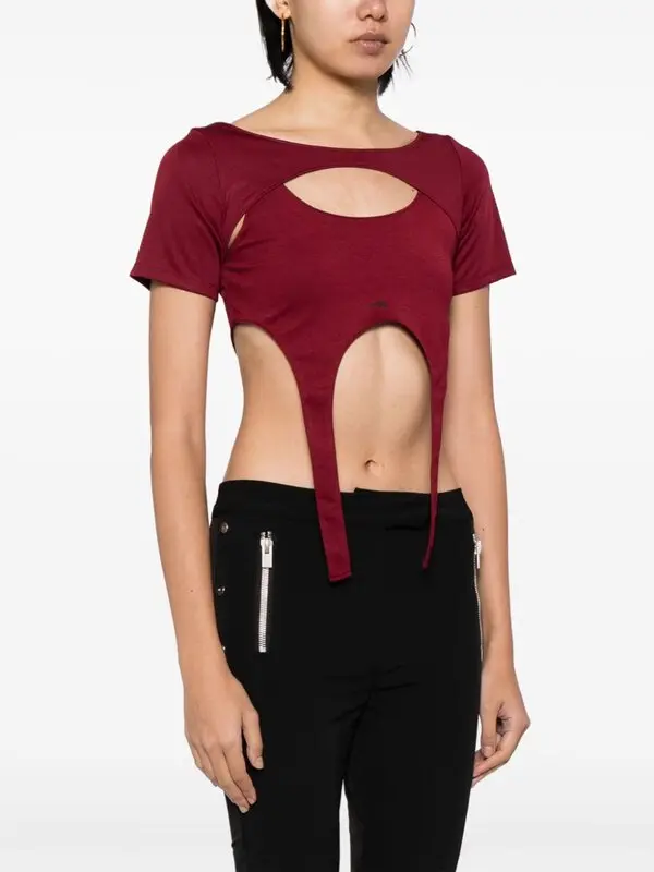 HELIOT EMIL Cropped Asymmetric T-shirt - Red