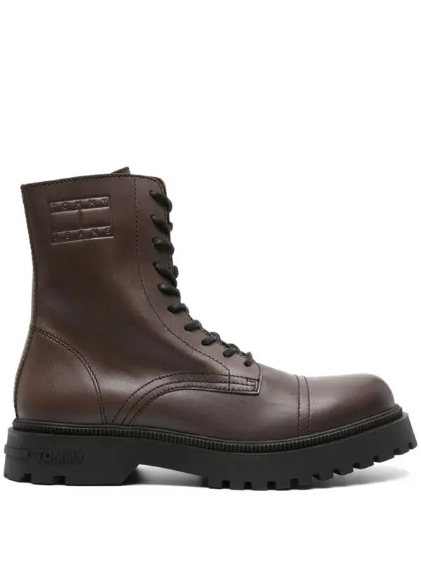 Tommy Hilfiger Logo-debossed Leather Boots