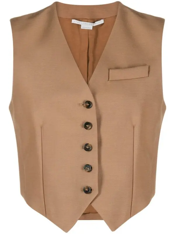 Stella McCartney Sleeveless Virgin Wool Waistcoat - Brown