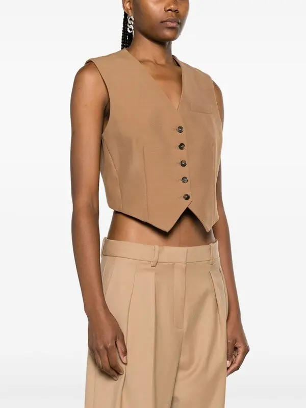Stella McCartney Sleeveless Virgin Wool Waistcoat - Brown