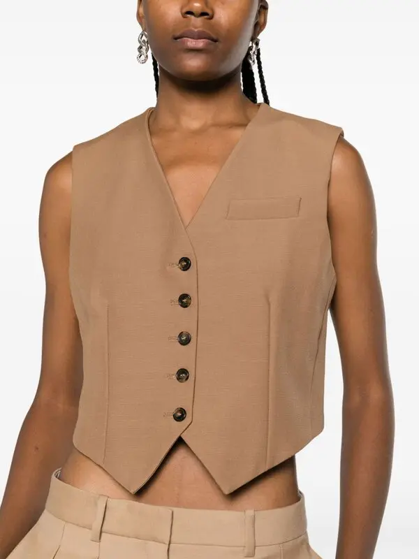 Stella McCartney Sleeveless Virgin Wool Waistcoat - Brown