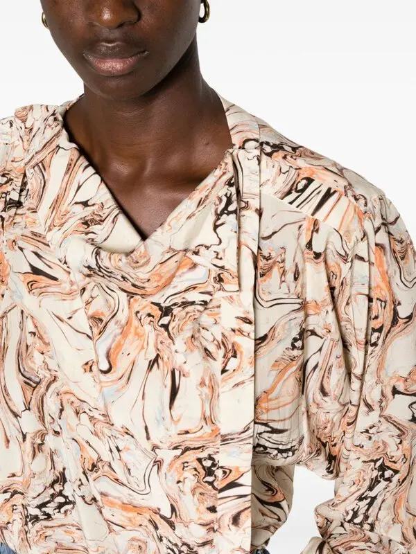 Isabel Marant Étoile Tiphaine Marble-print Blouse - Neutrals