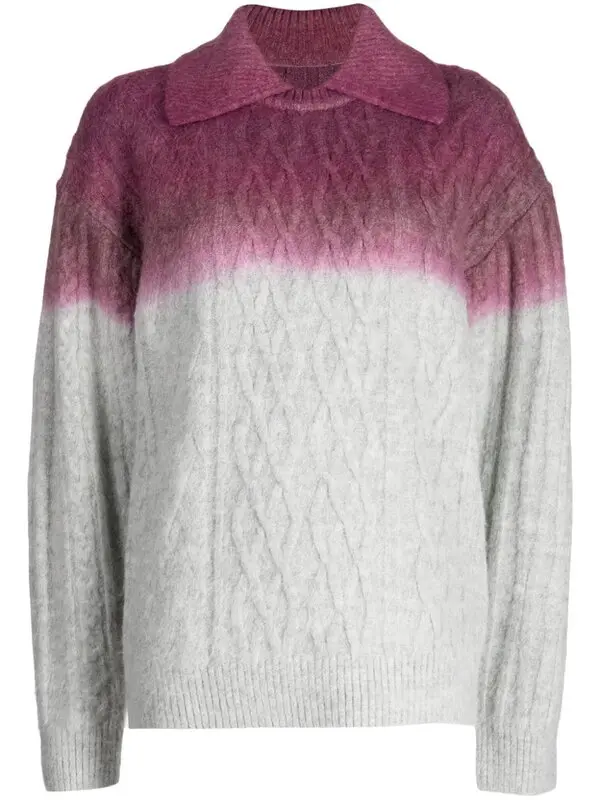ADER ERROR Gradient-effect Cable-knit Jumper - Purple