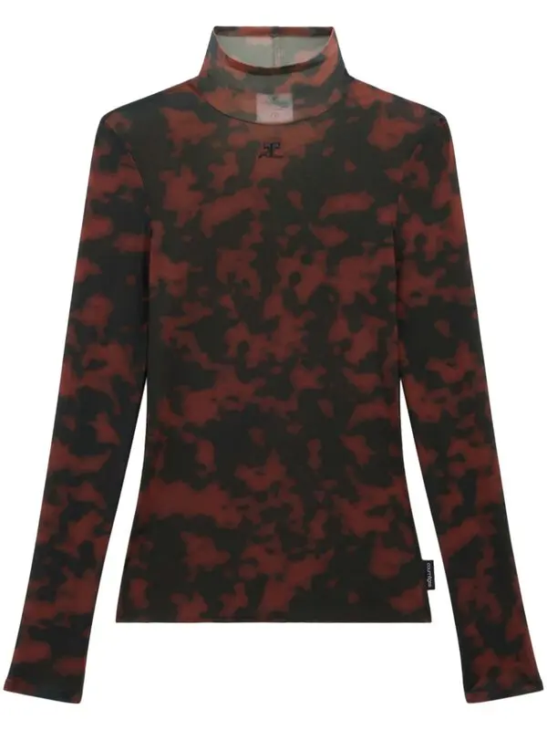 COURREGES Tortoiseshell-effect Mock Neck Top
