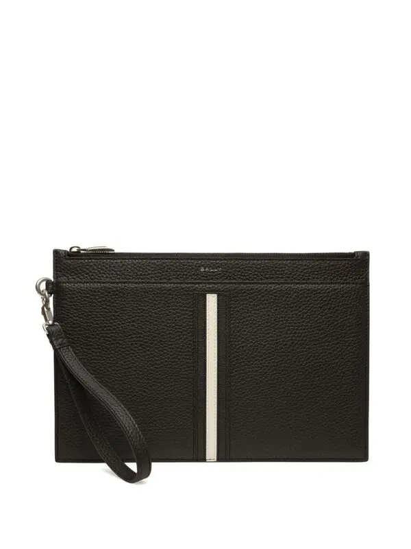 Bally Ribbon Zipped Leather Envelope Wallet - Black