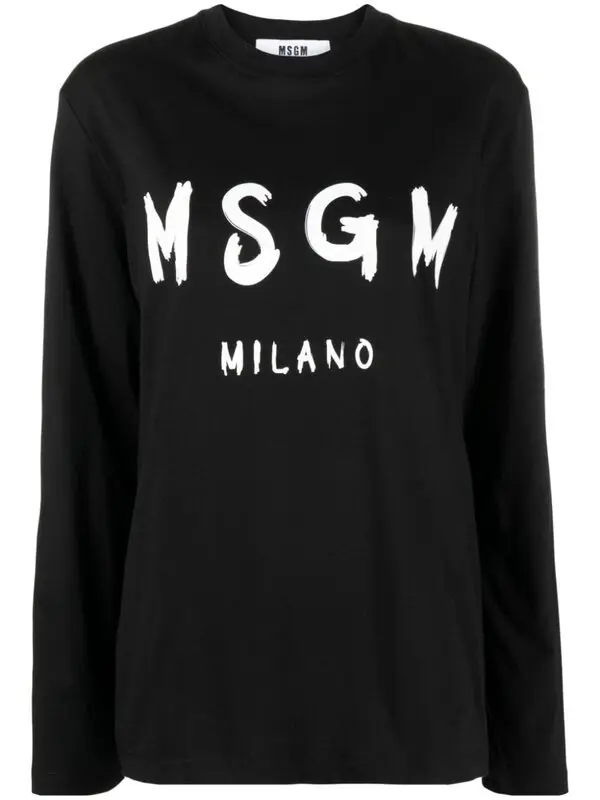 MSGM Logo-print Cotton T-shirt - Black